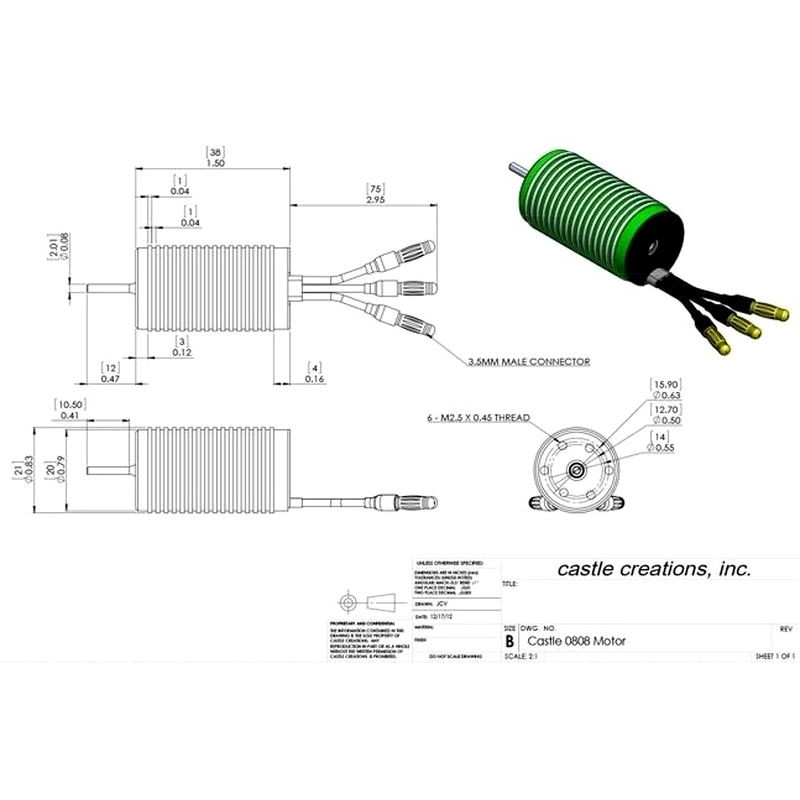 CASTLE Silnik 0808 Inrunner 5300KV Skala 1/18 (0038)